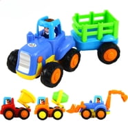 Push and Go Friction Powered Cars Construction Vehicles Toy Set Tractor ...