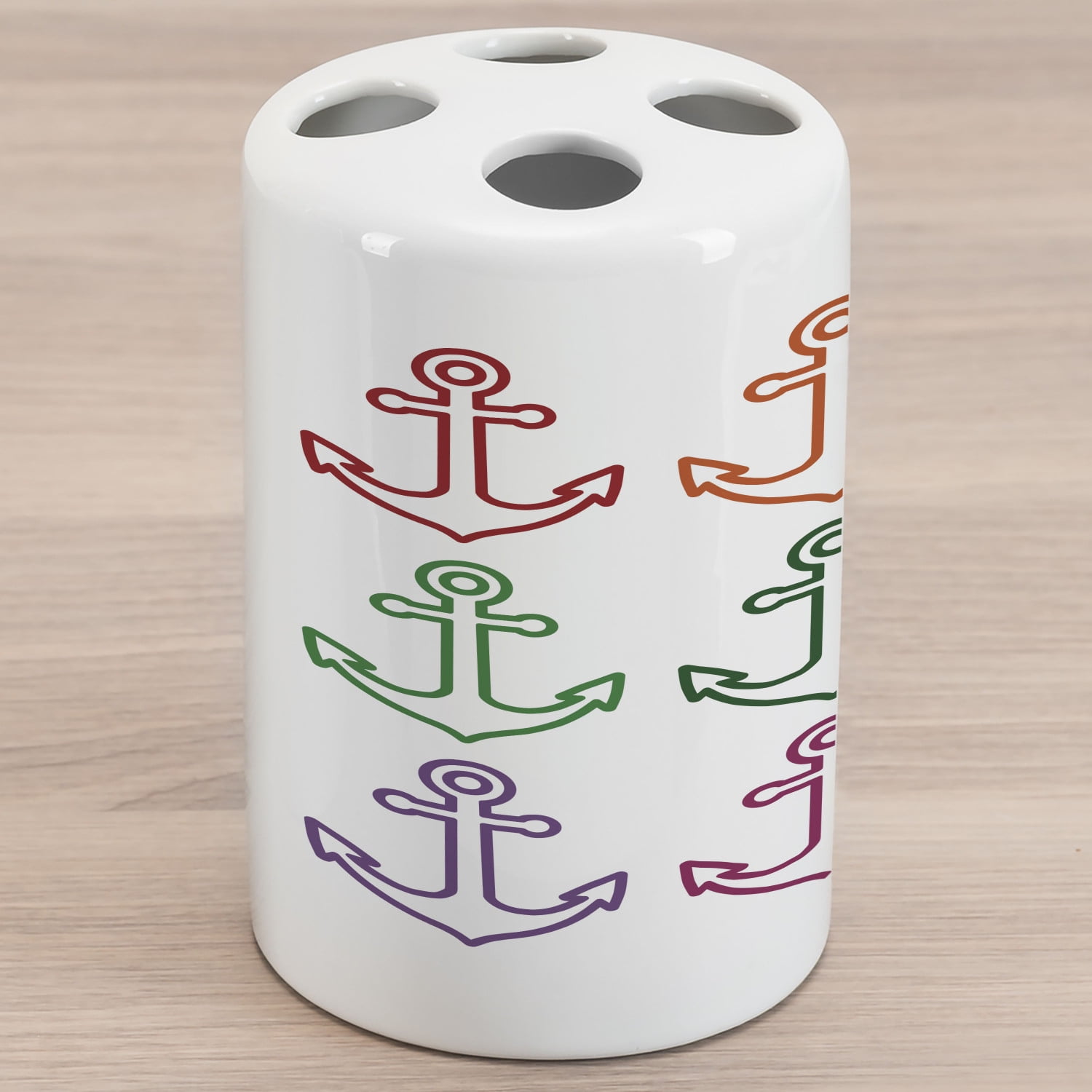 Anchor Ceramic Toothbrush Holder, Colorful Outline Anchors Sailing ...