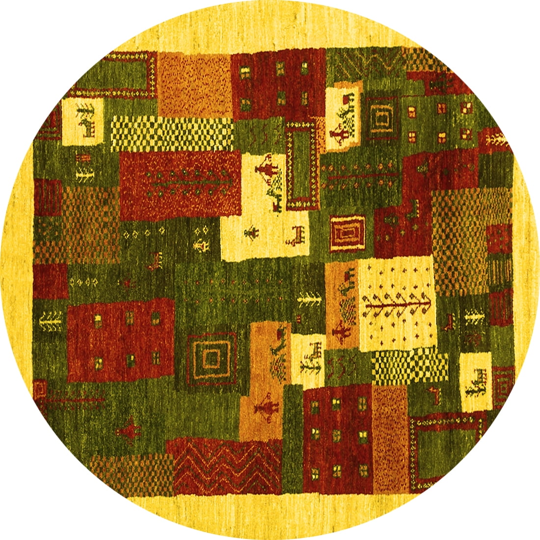 Ahgly Company Indoor Round Abstract Yellow Contemporary Area Rugs, 6 ...
