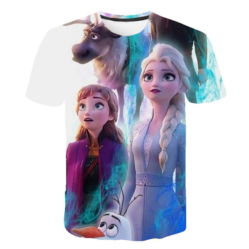 2-14 años niña Frozen Anna Elsa dulce camisetas niñas ropa Disney dibujos animados camiseta ...