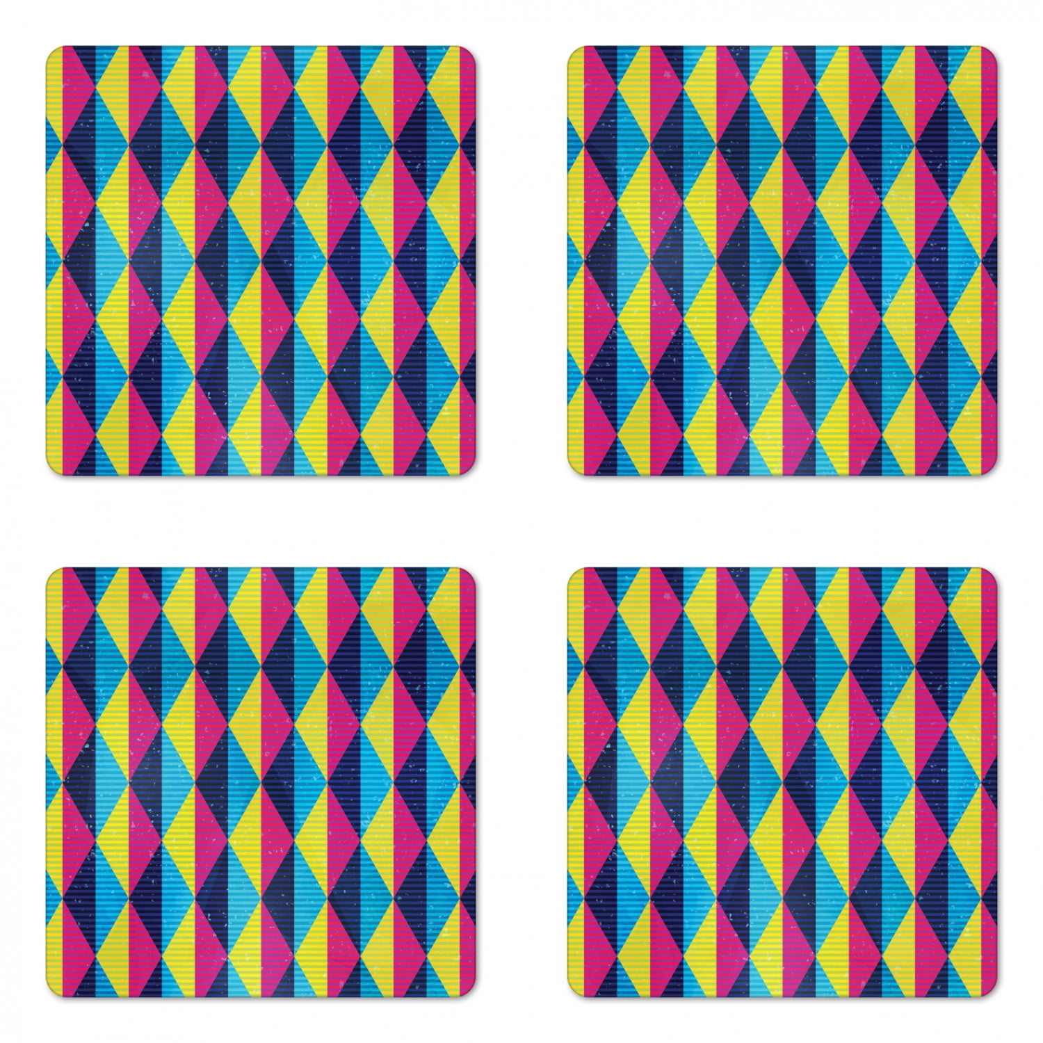 Vintage Coaster Set of 4, Sixties Inspired Triangles with Grunge Effect ...