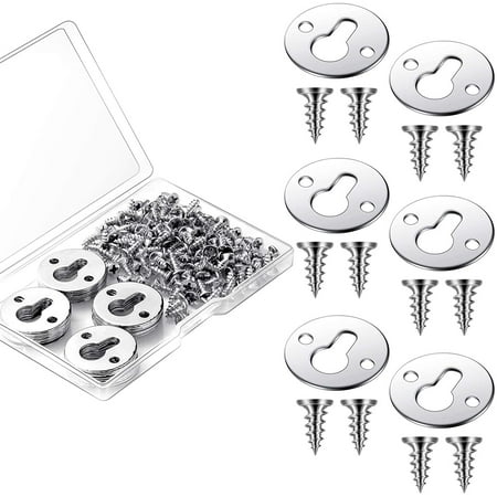 Xizioo 60 Pieces Round Keyhole Hangers Metal Keyhole Hanger with 120 ...