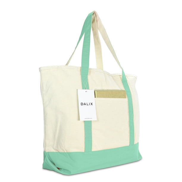 DALIX - DALIX 22" Extra Large Cotton Canvas Zippered Shopping Tote ...