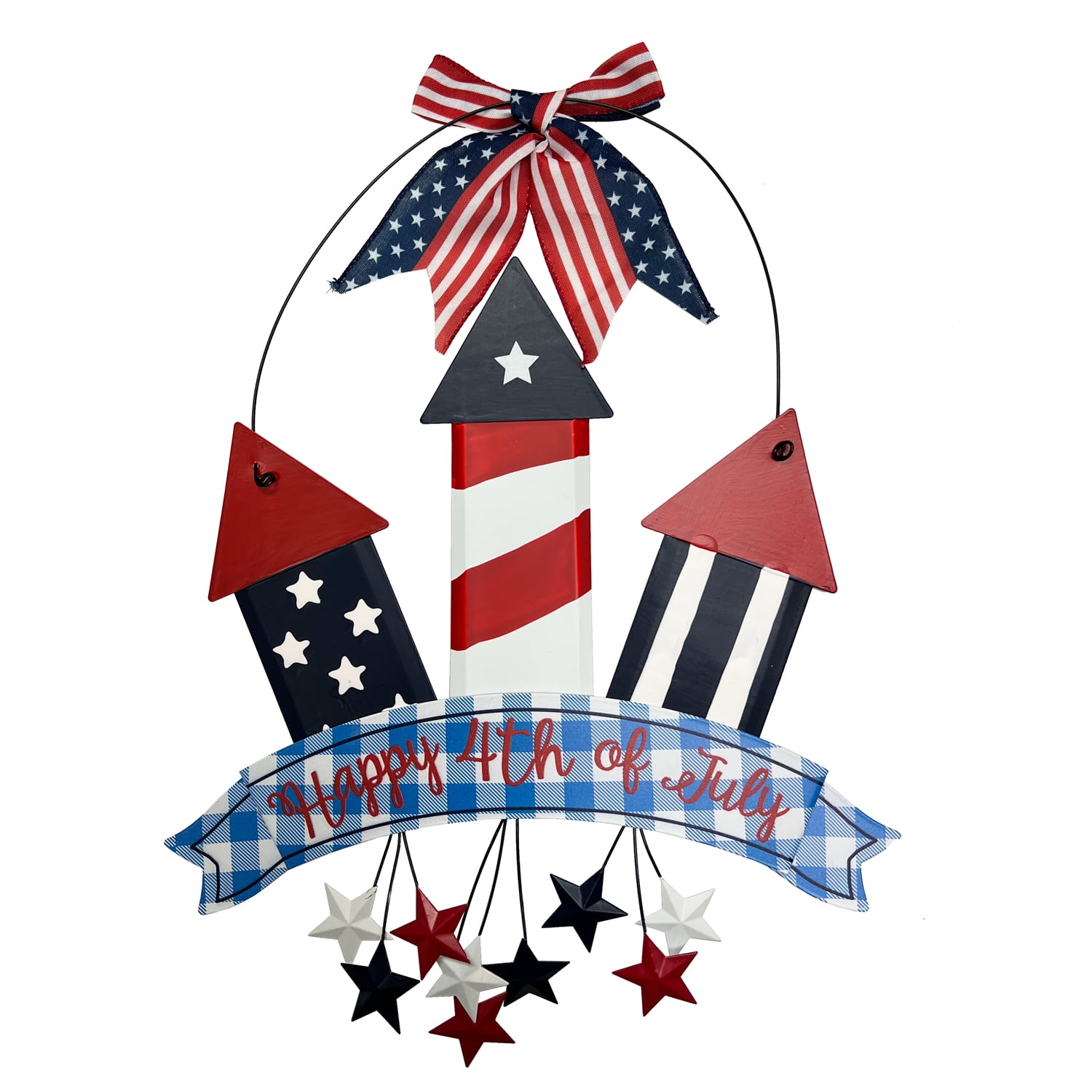Rustic Metal Hanging Americana Patriotic Fireworks Wall Door Yard Signs ...