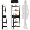 5 Tier Bookshelf, Ladder Shelf with Drawer, Tall and Narrow Bookcase ...