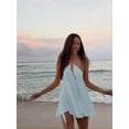 Blue Backless Halter Mini Dress For Women Summer Vacation Beach Elegant ...
