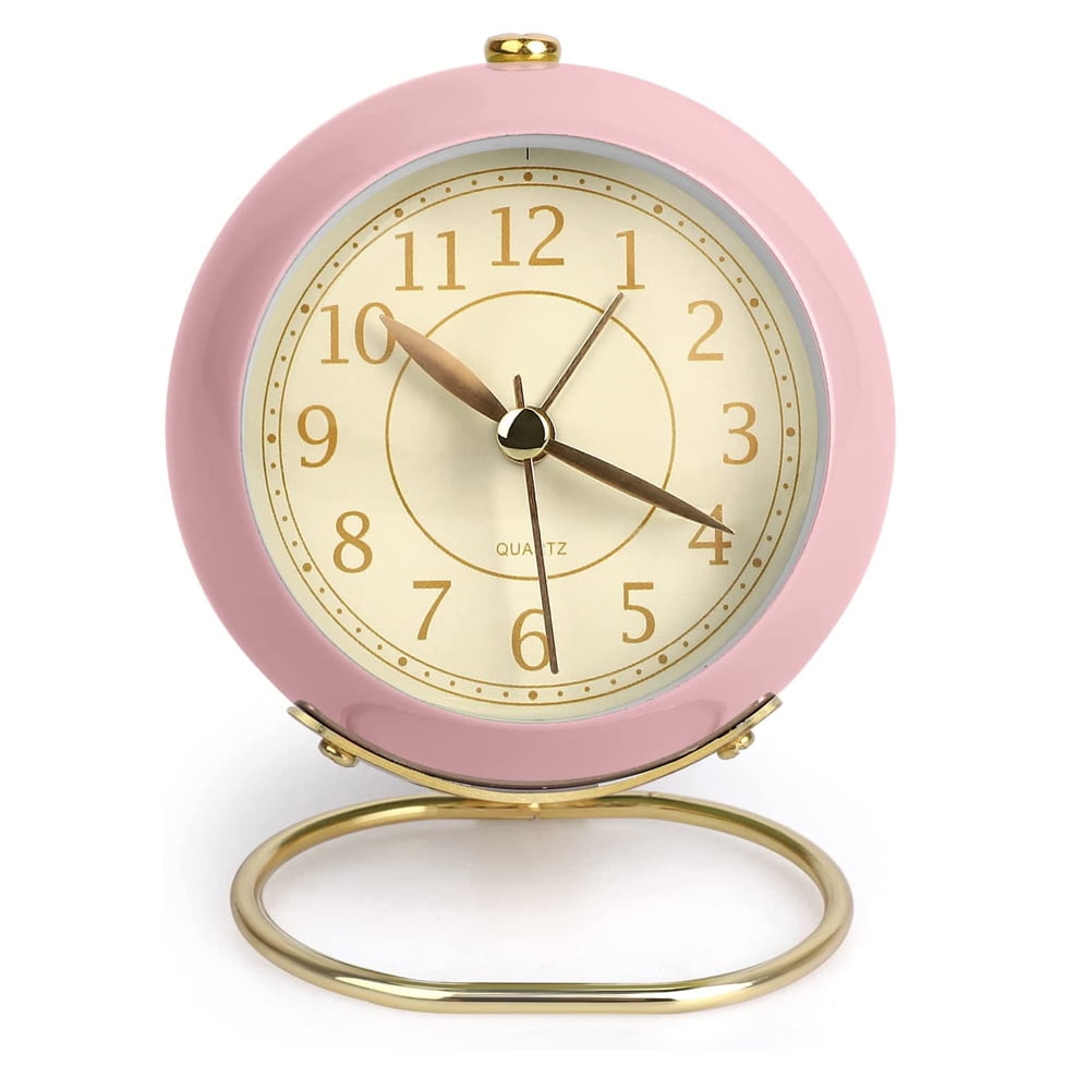 Small Table Clocks, Classic Non-Ticking Tabletop Alarm Clock, Battery ...