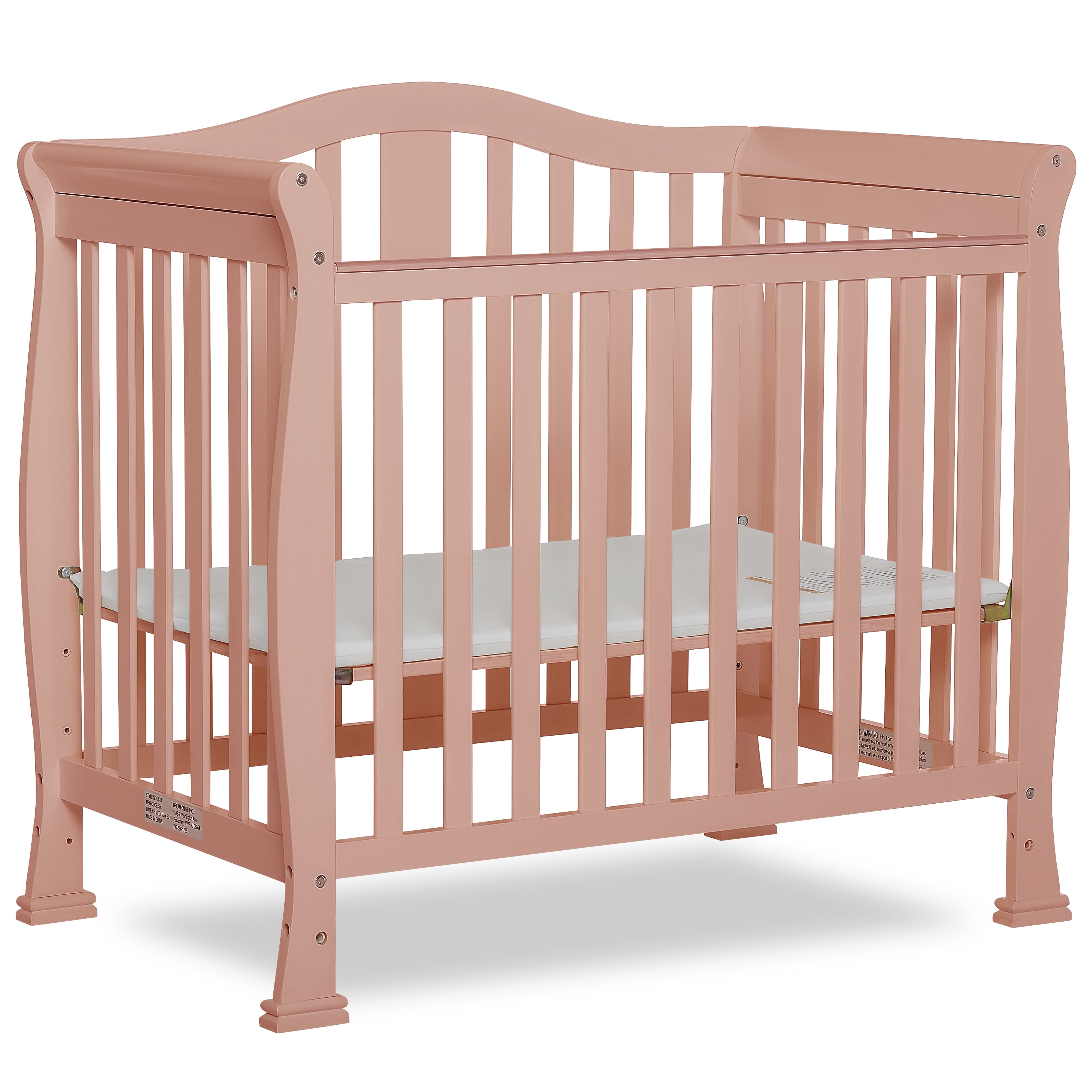 Dream On Me, Naples 4 in 1 Convertible Mini Crib, Dusty Pink - Walmart.com