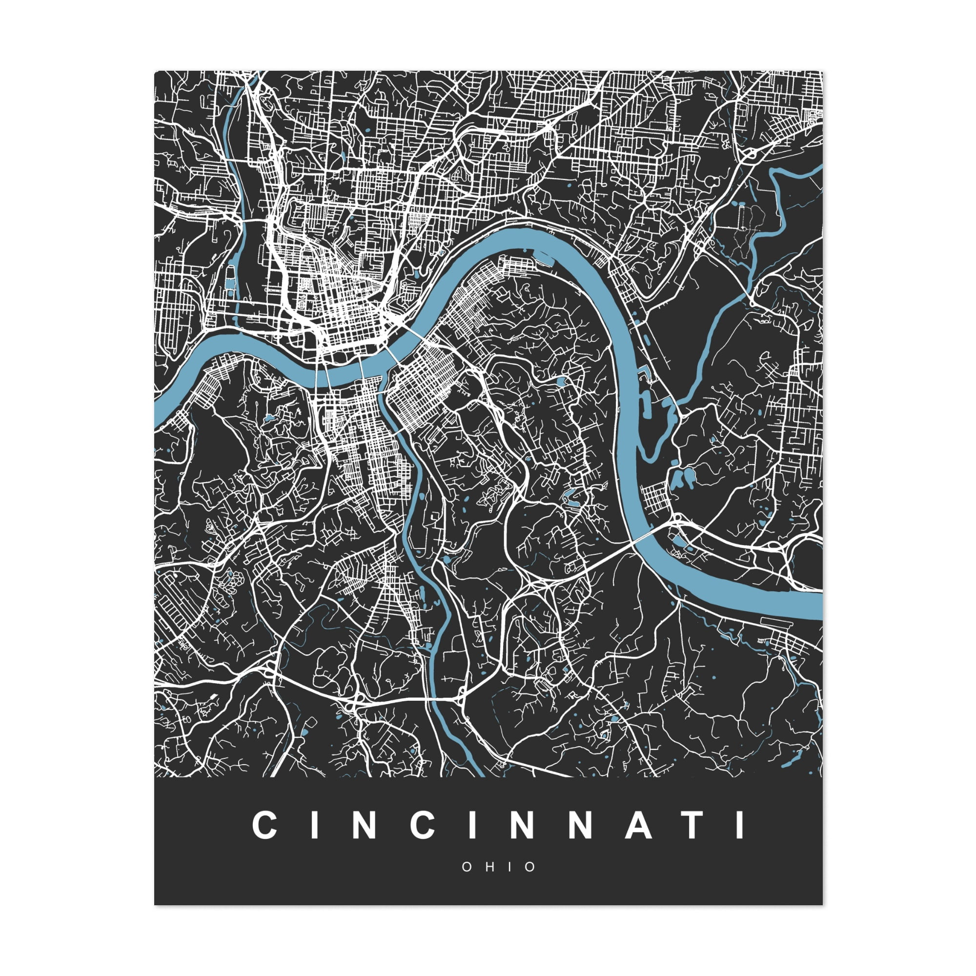 Home & Living Prints Cincinnati Cincinnati map city map print ...