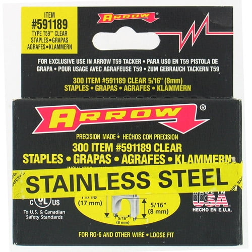Arrow Fastener Co. 591189SS 5/16" X 5/16" Black T59 Stainless Steel ...