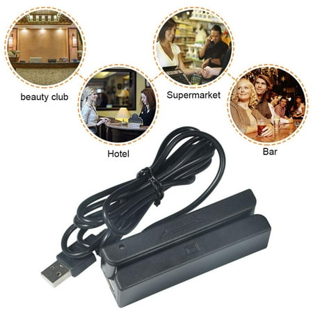 MSR90 USB Magnetic Strip Card Reader 3 Tracks Mini Mag Hi-Co Swiper ...