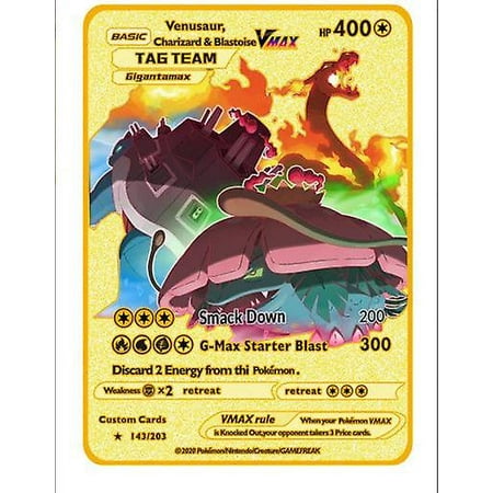 Charizard&blastoise Vmax Metal Gold Plated Card, Charizard Vmax Dx Gx ...
