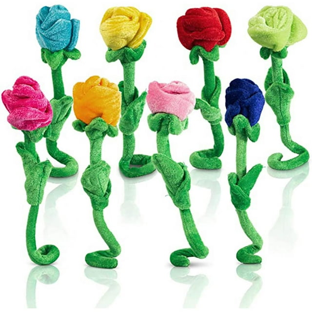 5Pcs Plush Flower Bendable Stems Colorful Stuffed Flowers Plush Toy ...