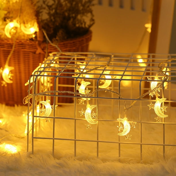 ShenMo Battery Operated Moon Mini Star String Lights, 50 Twinkling LEDs ...