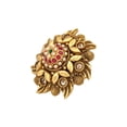 Antique Gold Tone Floral Statement Cocktail Ring with Ruby Red Crystals ...