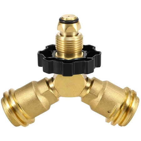 Propane Splitter, Propane Tank Y Splitter Adapter with Valves, 2 Way LP ...