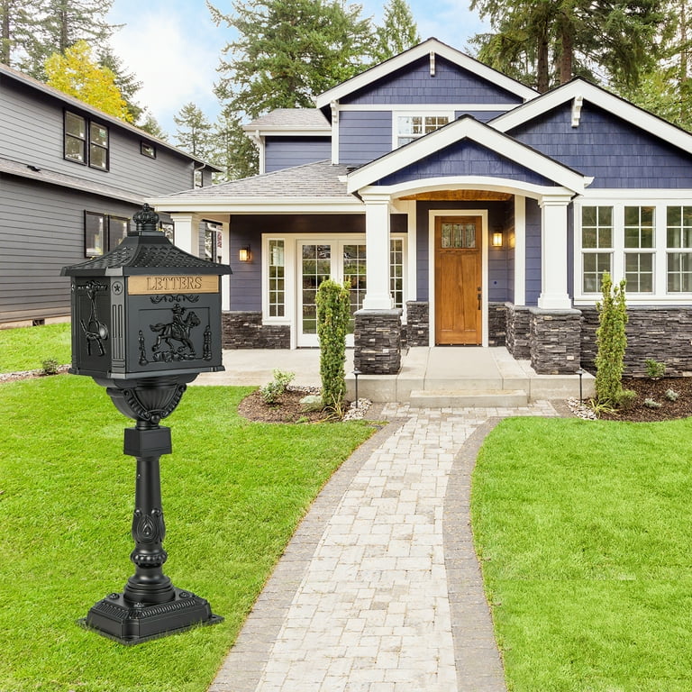 Cast Aluminum Mailbox Black Costway Cast Aluminum Mailbox Outdoor