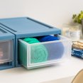 Iris Usa 6 Qt 1 5 Gal Stackable Plastic Storage Drawer Ash Blue