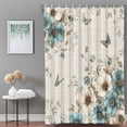 Bathroom Shower Curtain Country Blue White Floral Waterproof Shower ...