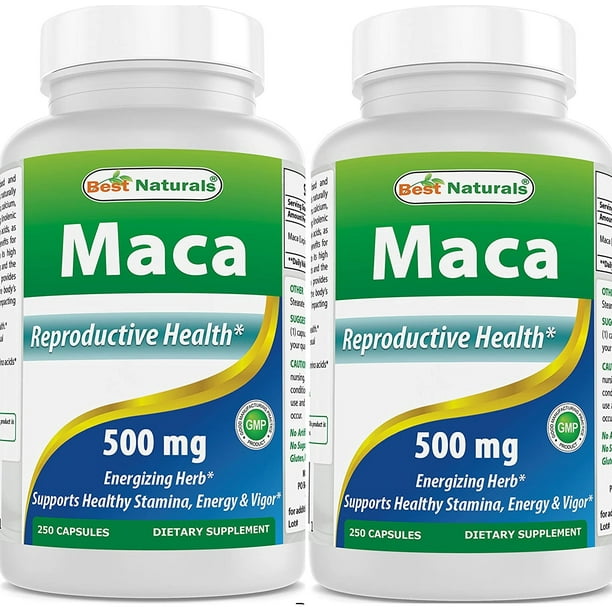 2 Pack Best Naturals Maca 500 mg 250 Capsules - Walmart.com