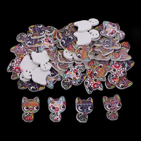 50x Children's Buttons Cats Shape two holes , Sewing Card, Clothes, Hat ...