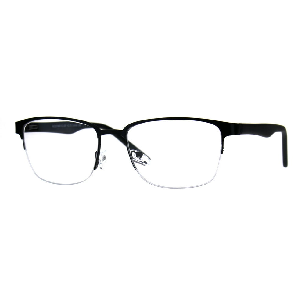 Mens Half Metal Rim Powered Bifocal Reading Eyeglasses All Black 125