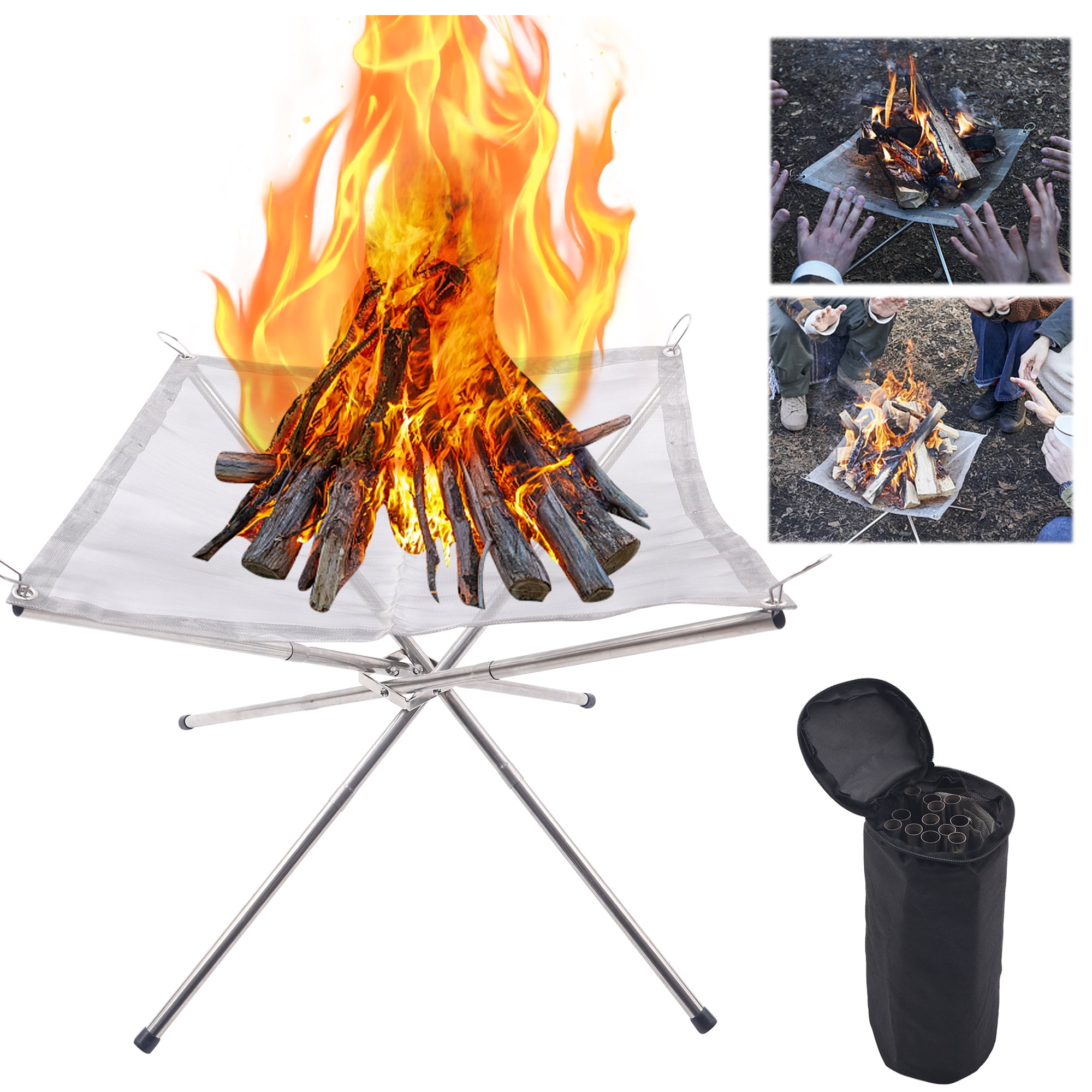 SAYFUT Outdoor Mini Bonfire Stand Camping Stainless Steel Bonfire Rack ...