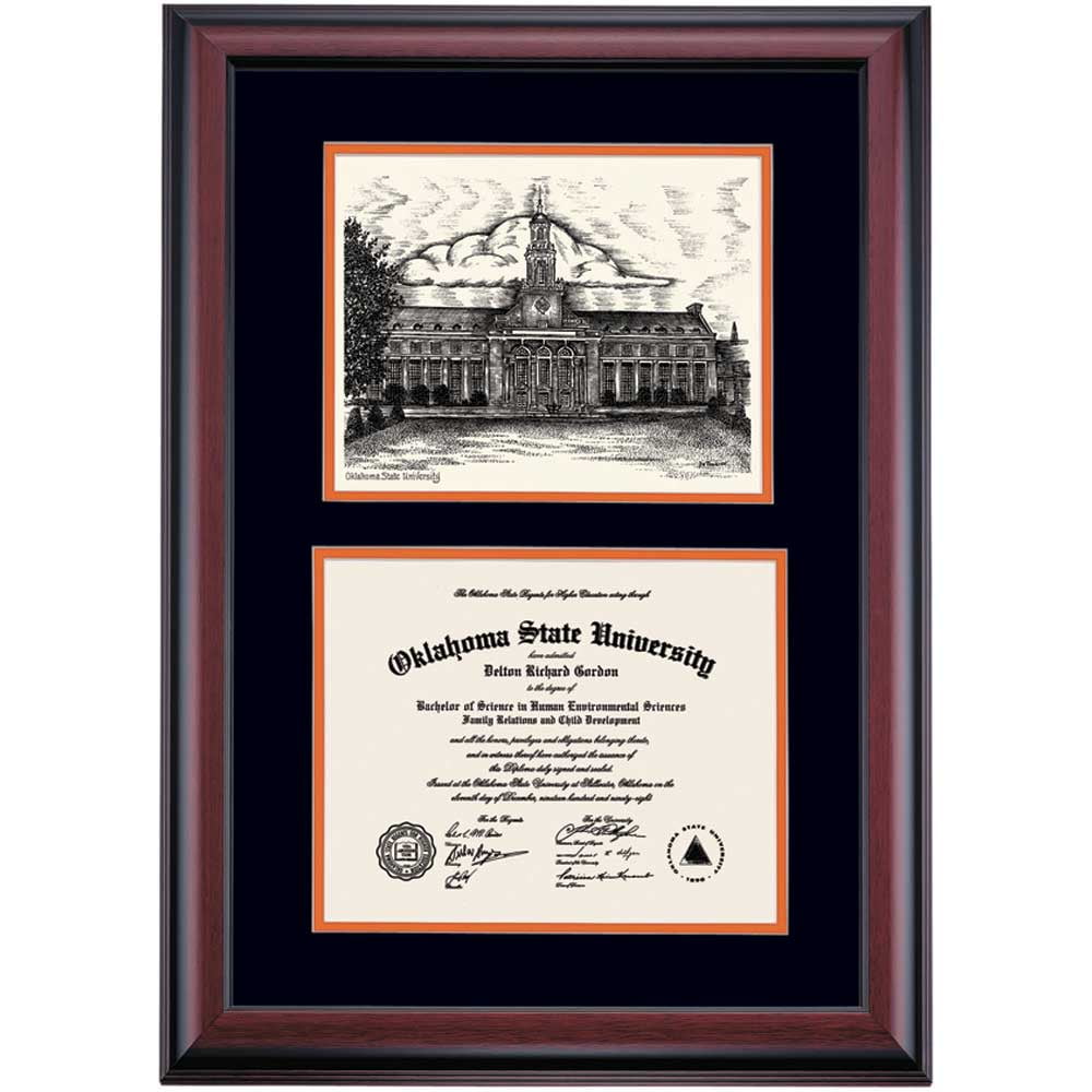 OCM Diploma Frame for Oklahoma State University, Black/Orange Mat with ...