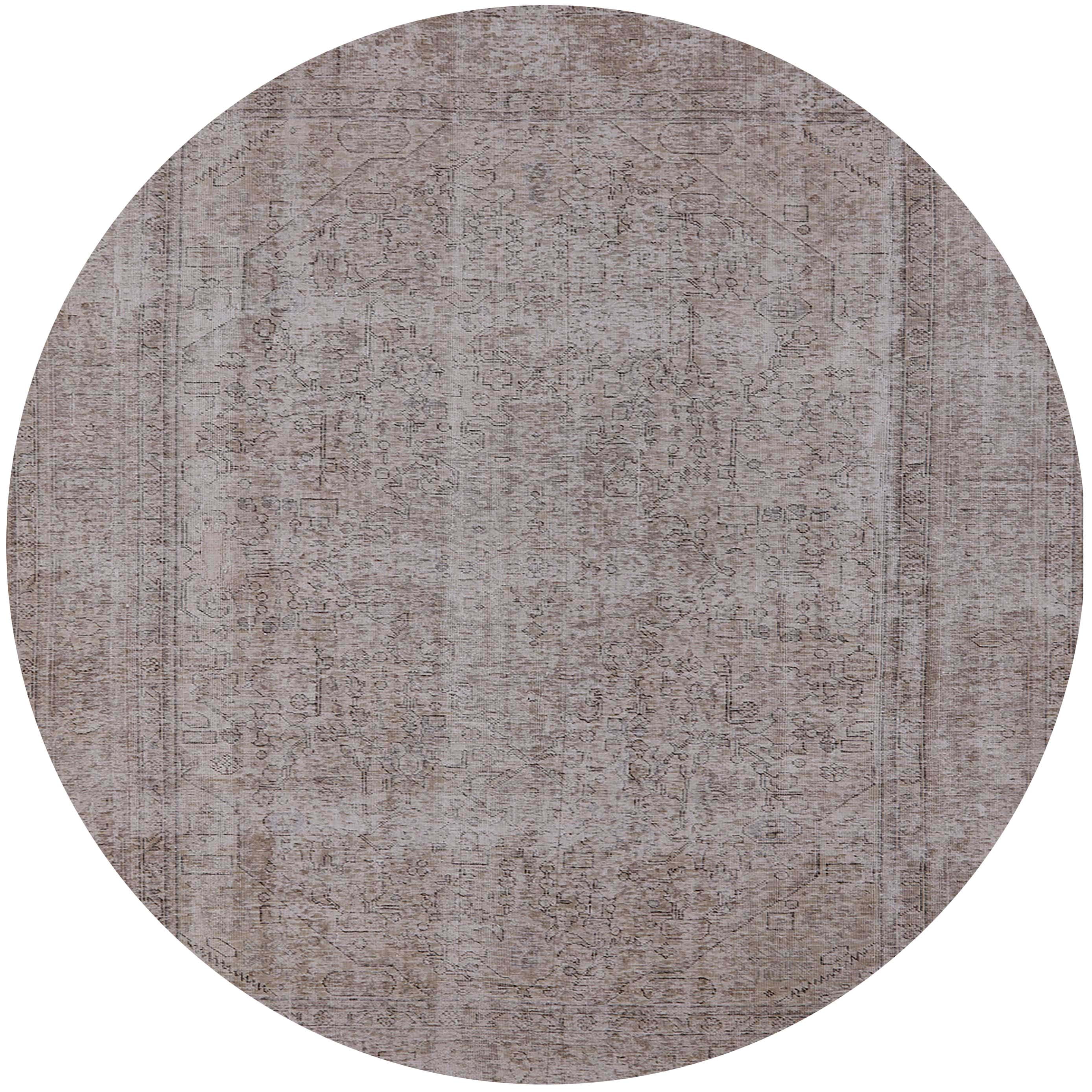 Ahgly Company Indoor Round Mid-Century Modern Rose Purple Oriental Area ...