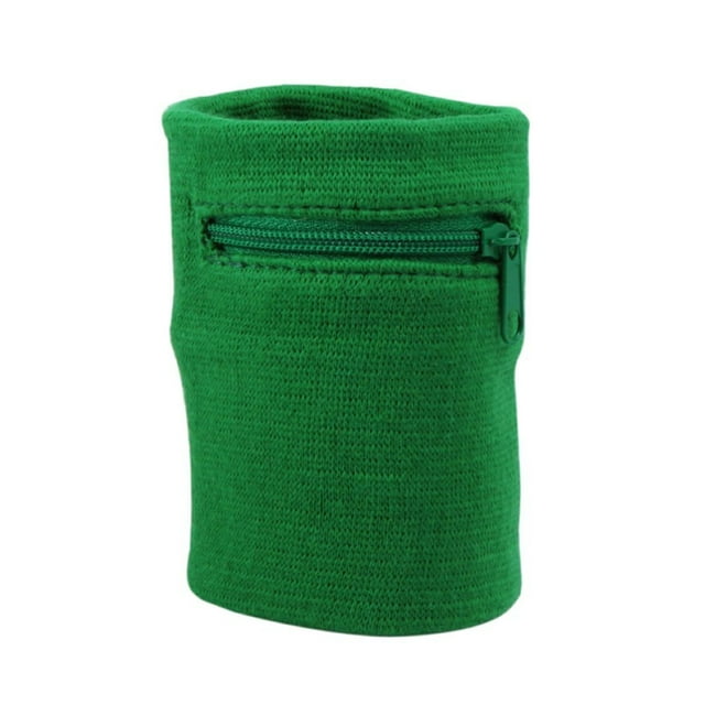 Suddora Adult Solid Color Cotton-Blend Zipper Pouch Wristband, Green - Walmart.com