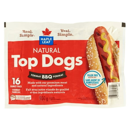 Maple Leaf Natural Top Dogs BBQ Hot Dogs, Family Pack | Walmart Canada