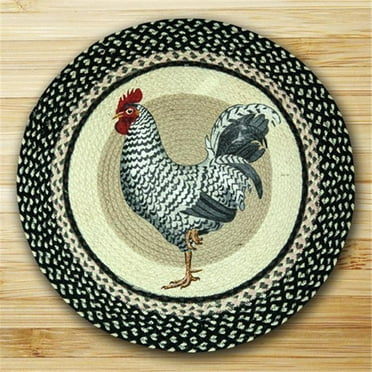 Rustic Farmhouse Braided Kitchen Round Rooster Rugs for Country Style ...