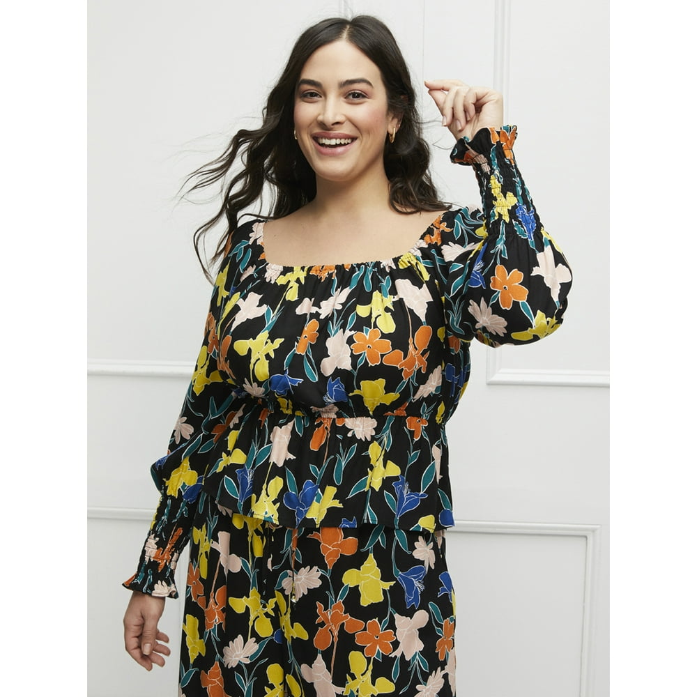 Eloquii Elements Eloquii Elements Womens Plus Size Peplum Hem Floral