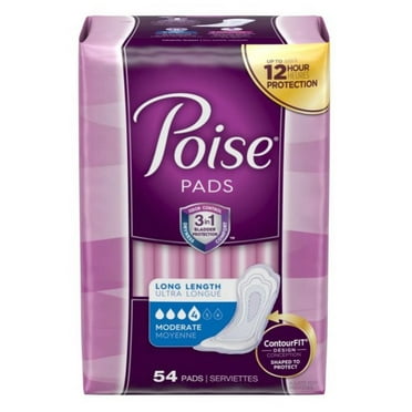 Poise Moderate Absorbency Incontinence Pads Regular Length, 66 CT ...