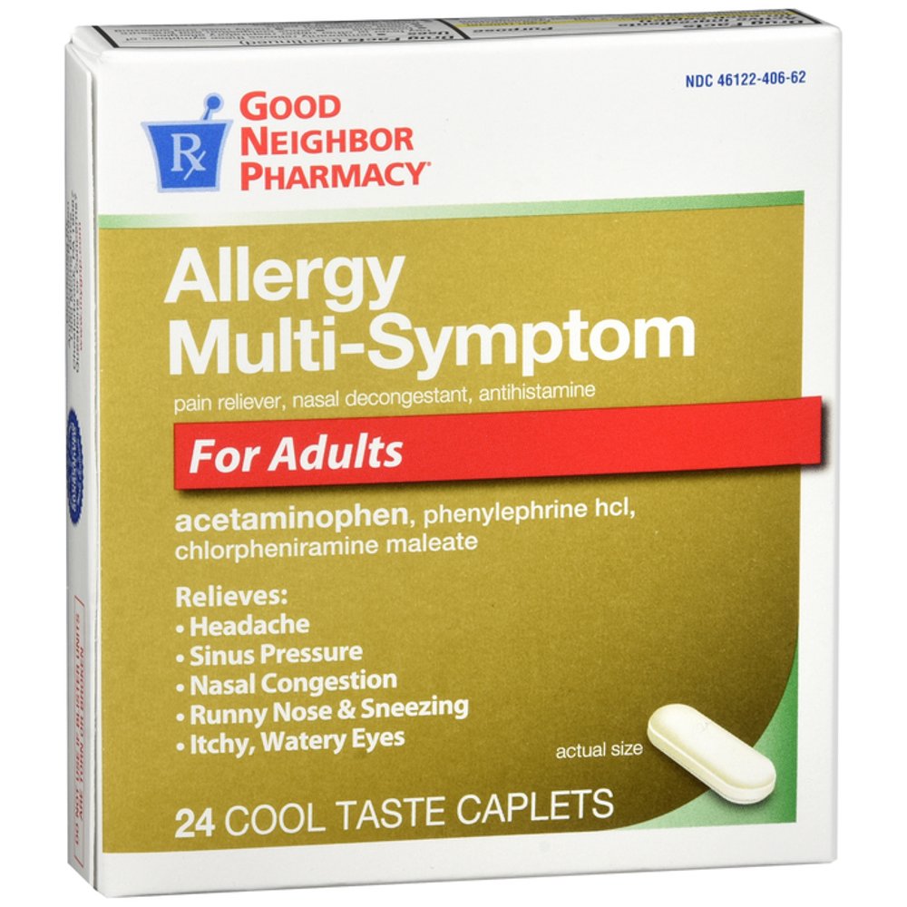 GNP Allergy Multi-Symptom For Adults 24 Cool Taste Caplets - Walmart ...
