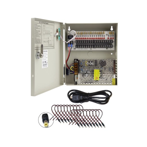Evertech 16 Channel DC 12V 10A CCTV Distributed Power Supply Box with ...