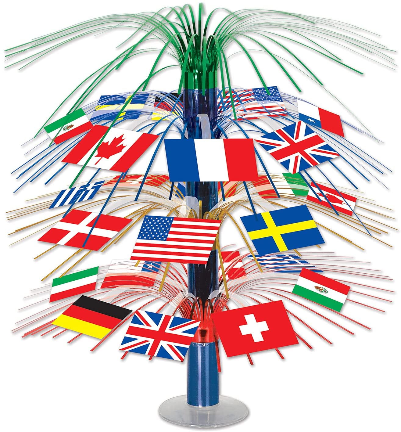 PMU International World Flags Cascade Table Centerpiece Travel Theme ...