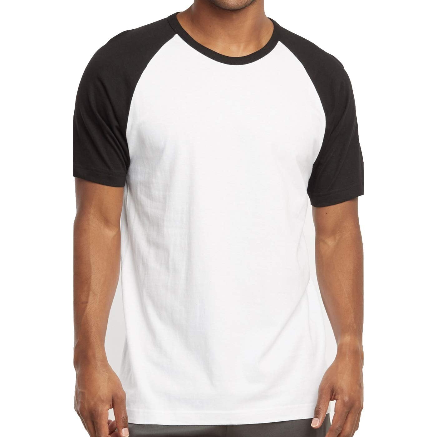 Dailywear Mens Casual Short Sleeve Plain Baseball Cotton T Shirts Blk