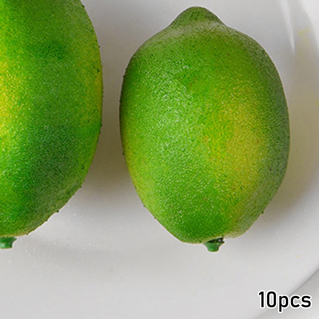 10 X Artificial Plastic Limes Lemons Fake Fruit Realistic Home Decor ...