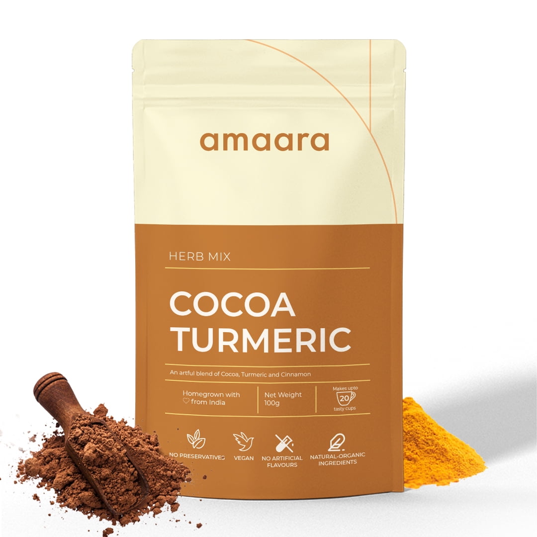 Amaara Herbs Cocoa Turmeric Latte Herb Mix, Herbal Blend of Cocoa and ...