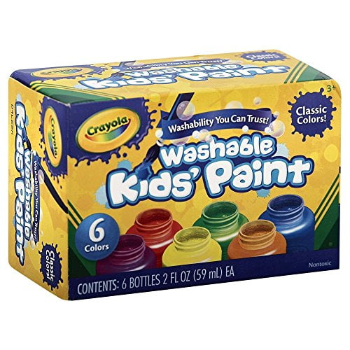 Crayola Kids' Paint Washable, Assorted Colors 6 Bottle, 2 Fl Oz Each ...