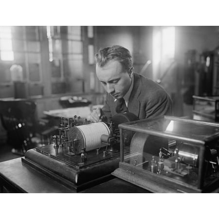 U.S. Weather Bureau Meteorologist At A Meteorograph To Determine Wind ...