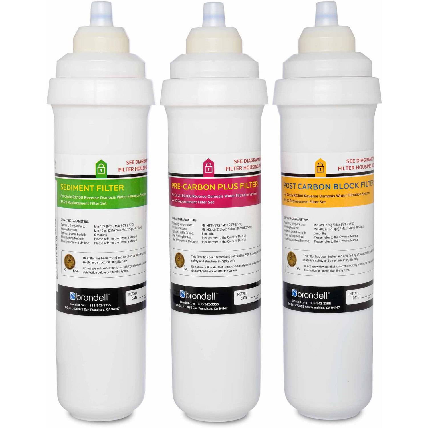 Brondell H2O+ Circle Reverse Osmosis Triple Filter Replacement Pack (RF ...