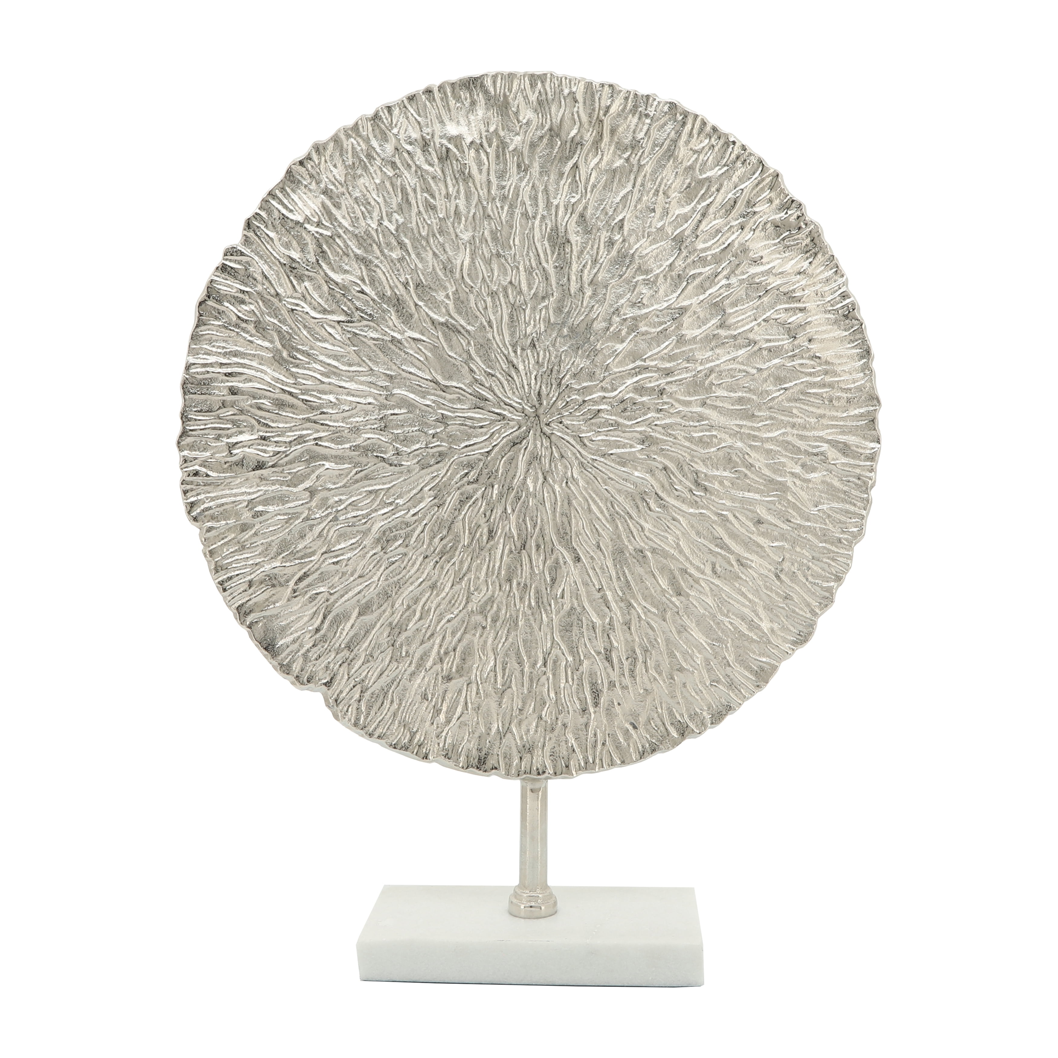 Sagebrook Home Metal, 21"h Textured Disk On Stand, Silver - Walmart.com