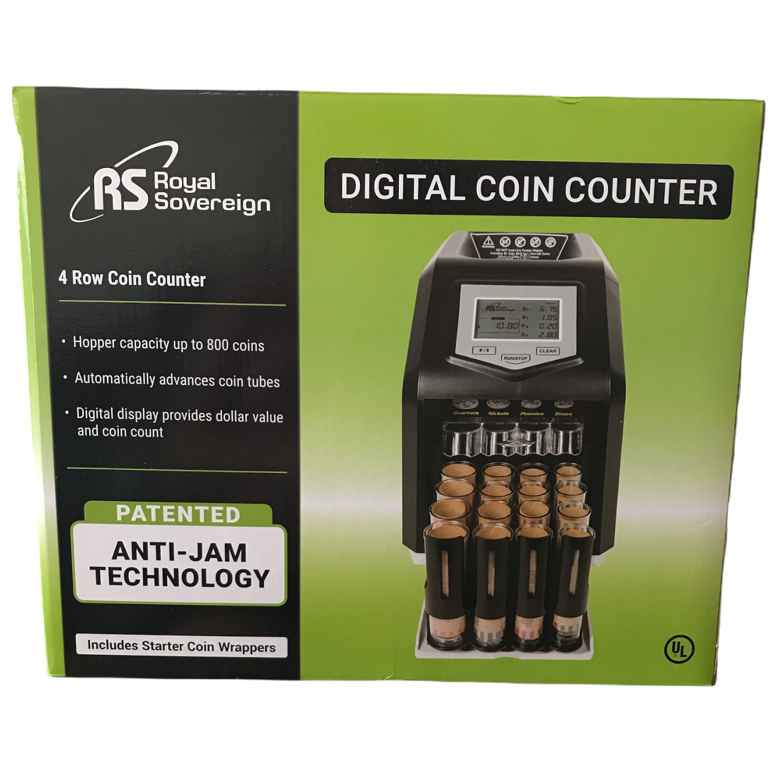 Royal Sovereign RCS-417-ADBK 4 Row Electric Coin Counter With Patented ...