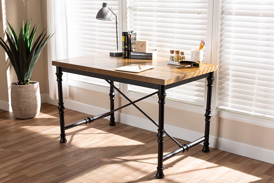 Baxton Studio Verdin Criss Cross Desk, Wood/Bronze Finish - Walmart.com