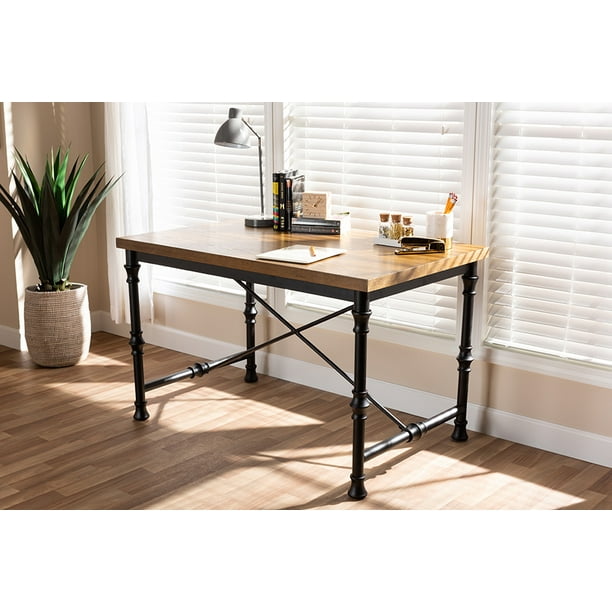Baxton Studio Verdin Criss Cross Desk, Wood/Bronze Finish - Walmart.com