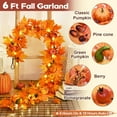 Waipfaru Fall Garland with Lights,6ft Maple Leaf Garland with Pumpkins ...