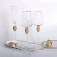 2Pcs Crystal Gold Rimmed Wine Glasses Set Elegant Decorative Long Stem ...