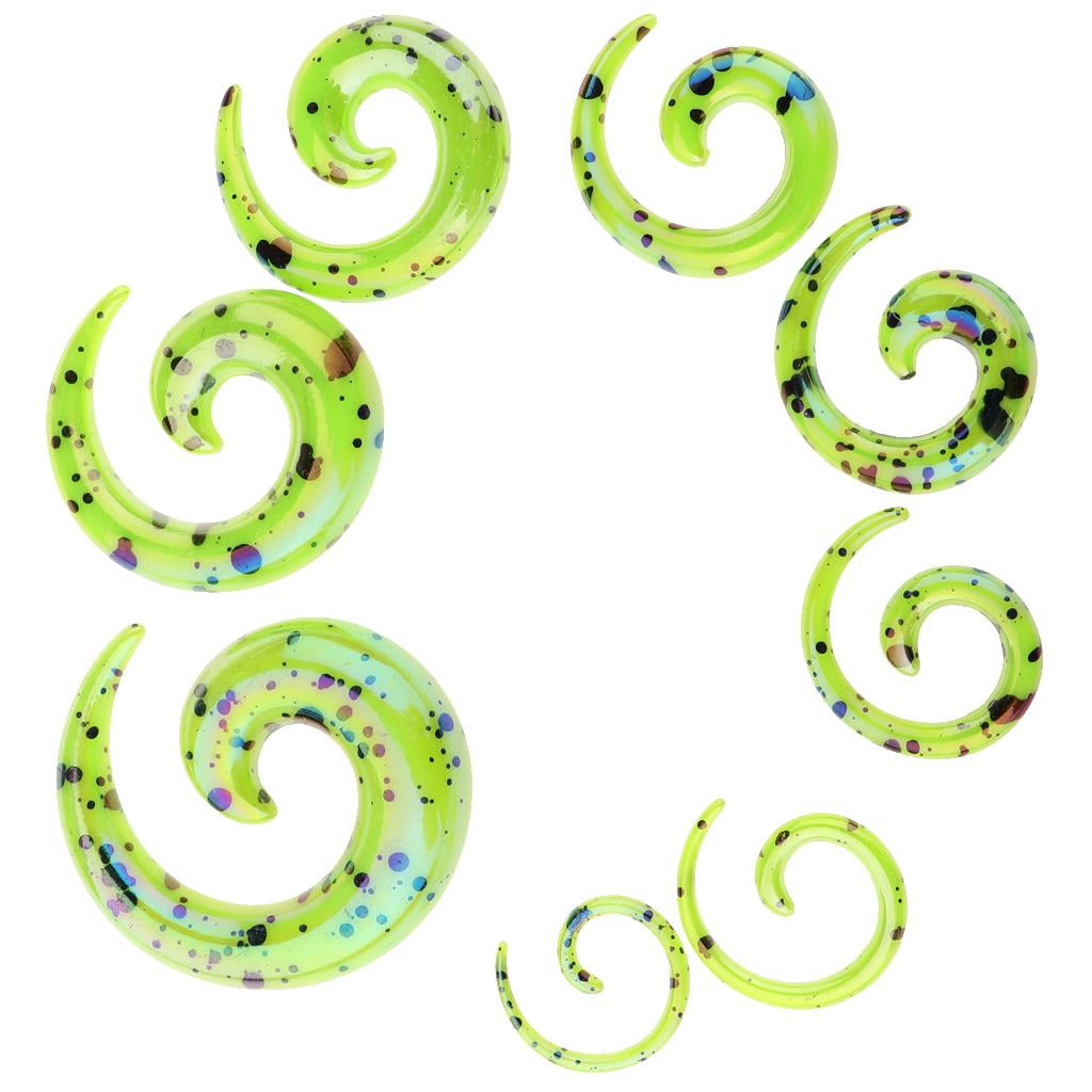8x Acrylic Spiral Snail Ear Gauges Tunnels Expander Stretching Green ...